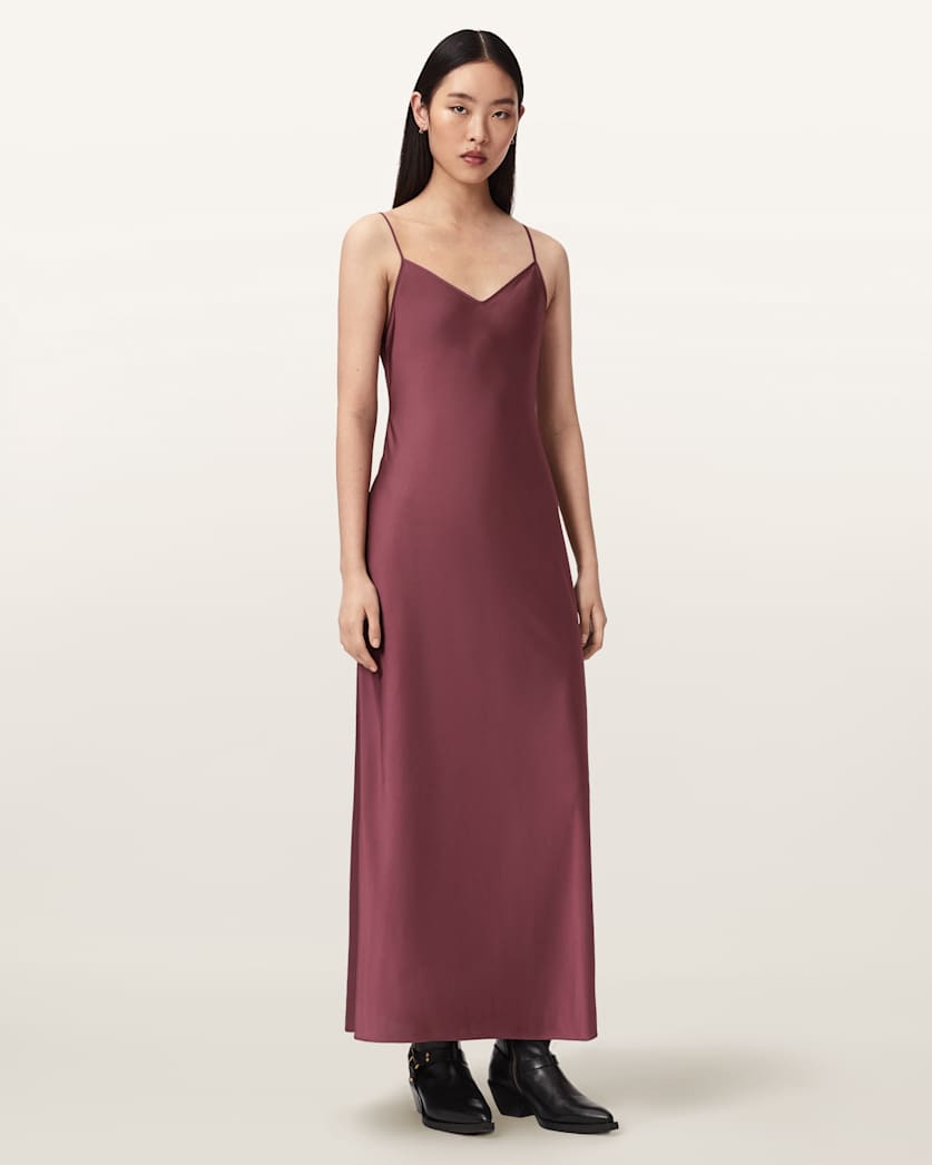 Bryony Maxi Slip Dress RASPBERRY PINK | ALLSAINTS